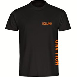 multifanshop Herren T-Shirt - Holland - Brust & Seite - Druck orange - M&auml;nner