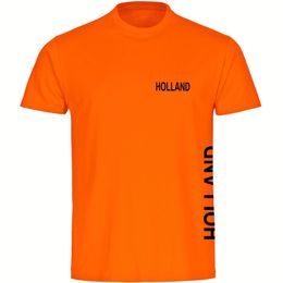 multifanshop Herren T-Shirt - Holland - Brust & Seite - Druck schwarz - Männer