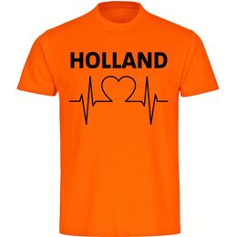 multifanshop Herren T-Shirt - Holland - Herzschlag - Druck schwarz - Männer