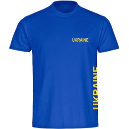multifanshop Herren T-Shirt - Ukraine - Brust & Seite - Druck gelb - Männer