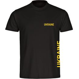 multifanshop Herren T-Shirt - Ukraine - Brust & Seite - Druck gelb - M&auml;nner