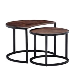 KADIMA DESIGN Couchtische ESINO Set: Industrial-Stil, Holz und Metall, handgefertigt, Anti-Rutsch-Noppen, 15 kg/10 kg Belastung