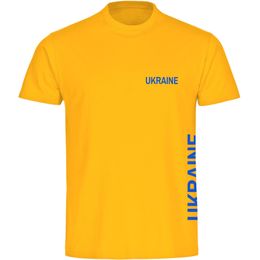 multifanshop Herren T-Shirt - Ukraine - Brust & Seite - Druck blau - Männer