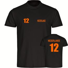multifanshop Herren T-Shirt - Niederlande - Trikot Nummer 12 - Druck orange - M&auml;nner