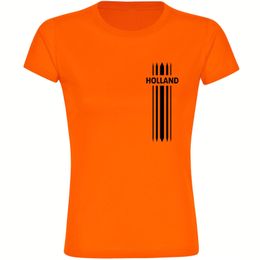 multifanshop Damen T-Shirt - Holland - Streifen - Druck schwarz - Frauen