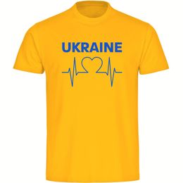multifanshop Herren T-Shirt - Ukraine - Herzschlag - Druck blau - Männer