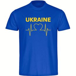 multifanshop Herren T-Shirt - Ukraine - Herzschlag - Druck gelb - M&auml;nner