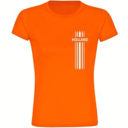 multifanshop Damen T-Shirt - Holland - Streifen - Druck weiß - Frauen