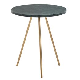 KADIMA DESIGN Beistelltisch aus echtem Marmor, Green & Gold Design, Robuste Metallbeine, 38x38x44 cm