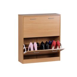 KADIMA DESIGN Schuhregal: 20 Paar Schuhe, Braun, 4 Schuhfächer, einfacher Aufbau, Spanplatte und Kunststoff.