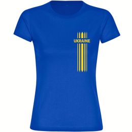 multifanshop Damen T-Shirt - Ukraine - Streifen - Druck gelb - Frauen