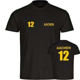 multifanshop Herren T-Shirt - Aachen - Trikot Nummer 12 - Druck gelb - Männer