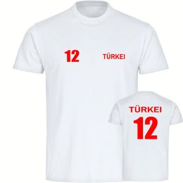 multifanshop Herren T-Shirt - Türkei - Trikot Nummer 12 - Druck rot - Männer
