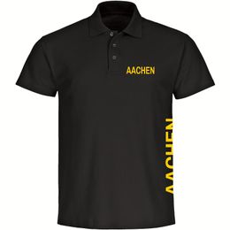 multifanshop Poloshirt - Aachen - Brust & Seite - Druck gelb - Polo