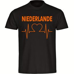 multifanshop Kinder T-Shirt - Niederlande - Herzschlag - Druck orange - Kind