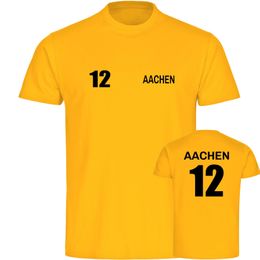 multifanshop Kinder T-Shirt - Aachen - Trikot Nummer 12 - Druck schwarz - Kind