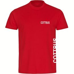 multifanshop Herren T-Shirt - Cottbus - Brust & Seite - Druck wei&szlig; - M&auml;nner