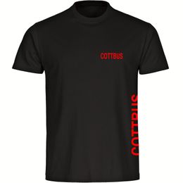 multifanshop Herren T-Shirt - Cottbus - Brust & Seite - Druck rot - Männer