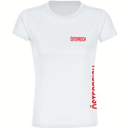 multifanshop Damen T-Shirt - &Ouml;sterreich - Brust & Seite - Druck rot - Frauen