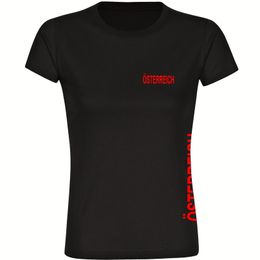 multifanshop Damen T-Shirt - &Ouml;sterreich - Brust & Seite - Druck rot - Frauen