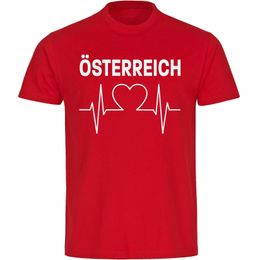 multifanshop Herren T-Shirt - &Ouml;sterreich - Herzschlag - Druck wei&szlig; - M&auml;nner