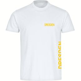 multifanshop Herren T-Shirt - Dresden - Brust & Seite - Druck gelb - Männer