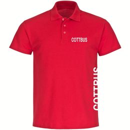 multifanshop Poloshirt - Cottbus - Brust & Seite - Druck weiß - Polo