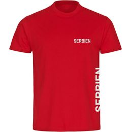 multifanshop Herren T-Shirt - Serbien - Brust & Seite - Druck wei&szlig; - M&auml;nner
