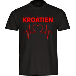 multifanshop Herren T-Shirt - Kroatien - Herzschlag - Druck rot - M&auml;nner