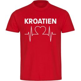 multifanshop Herren T-Shirt - Kroatien - Herzschlag - Druck weiß - Männer