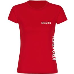multifanshop Damen T-Shirt - Kroatien - Brust & Seite - Druck weiß - Frauen