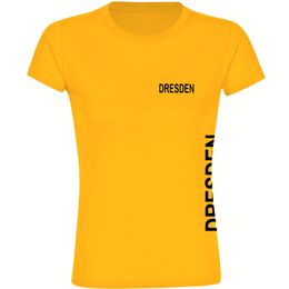 multifanshop Damen T-Shirt - Dresden - Brust & Seite - Druck schwarz - Frauen
