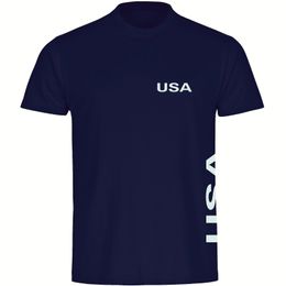 multifanshop Herren T-Shirt - USA - Brust & Seite - Druck wei&szlig; - M&auml;nner
