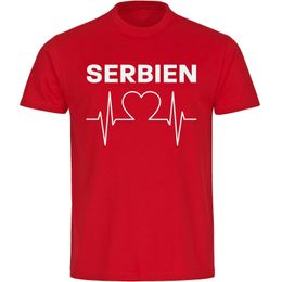 multifanshop Kinder T-Shirt - Serbien - Herzschlag - Druck wei&szlig; - Kind