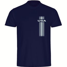 multifanshop Herren T-Shirt - USA - Streifen - Druck weiß - Männer