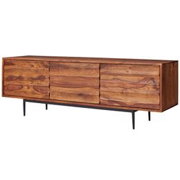 KADIMA DESIGN Industrial-Stil TV Lowboard, Massivholz und Metall, für TVs bis 55 Zoll, Handgefertigt.