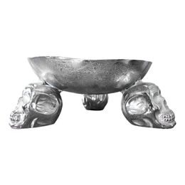 Riess Ambiente riess-ambiente Obstschale SKULL - 35cm silber Aluminium Totenkopf Schale