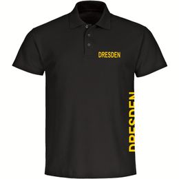 multifanshop Poloshirt - Dresden - Brust & Seite - Druck gelb - Polo
