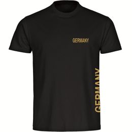 multifanshop Herren T-Shirt - Germany - Brust & Seite Gold - Druck gold metallic - M&auml;nner