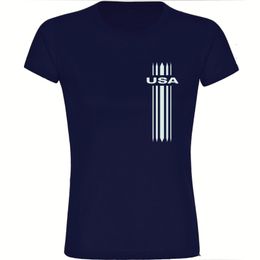 multifanshop Damen T-Shirt - USA - Streifen - Druck wei&szlig; - Frauen