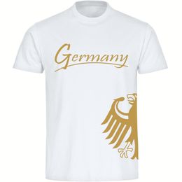 multifanshop Herren T-Shirt - Germany - Adler seitlich Gold - Druck gold metallic - Männer
