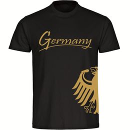multifanshop Herren T-Shirt - Germany - Adler seitlich Gold - Druck gold metallic - Männer
