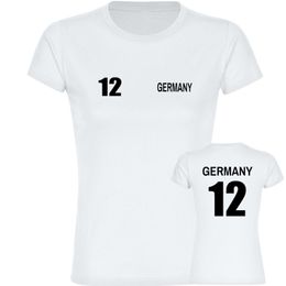 multifanshop Damen T-Shirt - Germany - Trikot Nummer 12 - Druck schwarz - Frauen