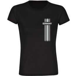 multifanshop Damen T-Shirt - Germany - Streifen - Druck wei&szlig; - Frauen