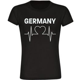 multifanshop Damen T-Shirt - Germany - Herzschlag - Druck wei&szlig; - Frauen