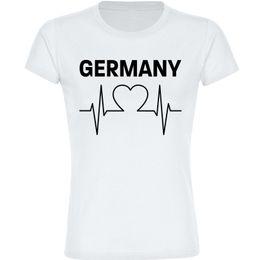 multifanshop Damen T-Shirt - Germany - Herzschlag - Druck schwarz - Frauen