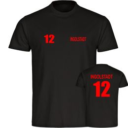 multifanshop Herren T-Shirt - Ingolstadt - Trikot Nummer 12 - Druck rot - Männer