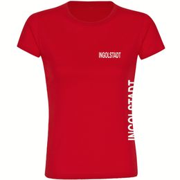 multifanshop Damen T-Shirt - Ingolstadt - Brust & Seite - Druck wei&szlig; - Frauen