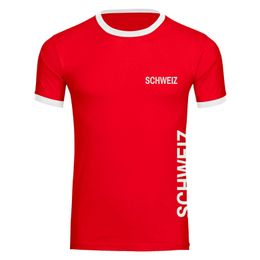 multifanshop Kontrast T-Shirt - Schweiz - Brust & Seite - Druck wei&szlig; - M&auml;nner