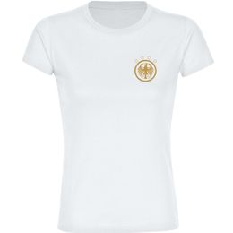 multifanshop Damen T-Shirt - Germany - Adler Retro Gold - Druck gold metallic - Frauen